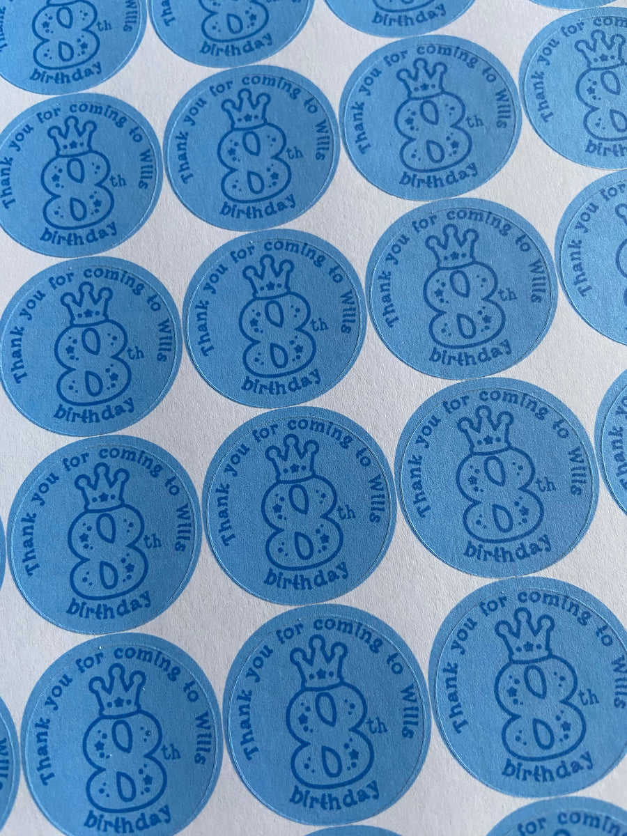 Personalised 3cm Stickers x 35 Party Bags Corporate Logo – emsworthsweets